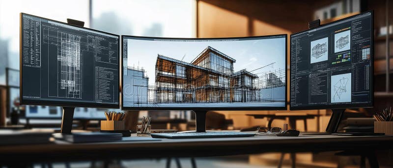 AI Generator Image of 3D Blueprint of an Architectural Structure Stock ...