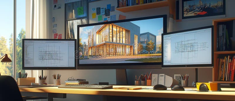 AI Generator Image of 3D Blueprint of an Architectural Structure Stock ...