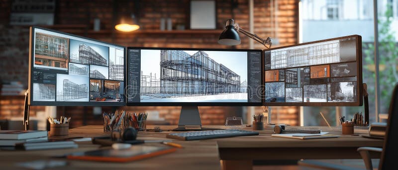 AI Generator Image of 3D Blueprint of an Architectural Structure Stock ...