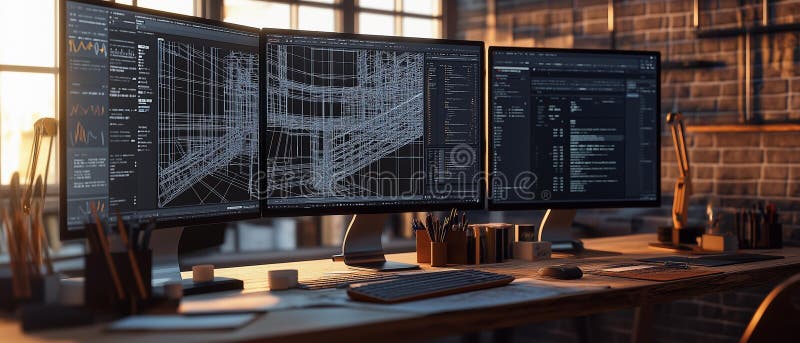 AI Generator Image of 3D Blueprint of an Architectural Structure Stock ...