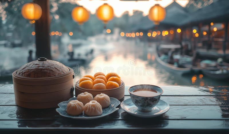 AI Generator Image of Dim Sum ,perspective of the Person Dining ...