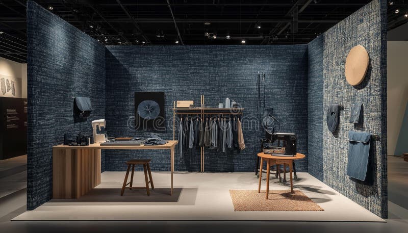 AI Generator Image of Fair Stand with Wall Made by Denim Fabric Stock ...