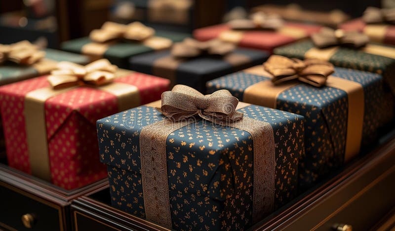 AI Generator Image of Gifts. Display Multiple Elegant Gift Boxes or ...