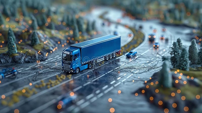 AI Generator Image of Gps Blue Trucks Tracking on Map with Different ...