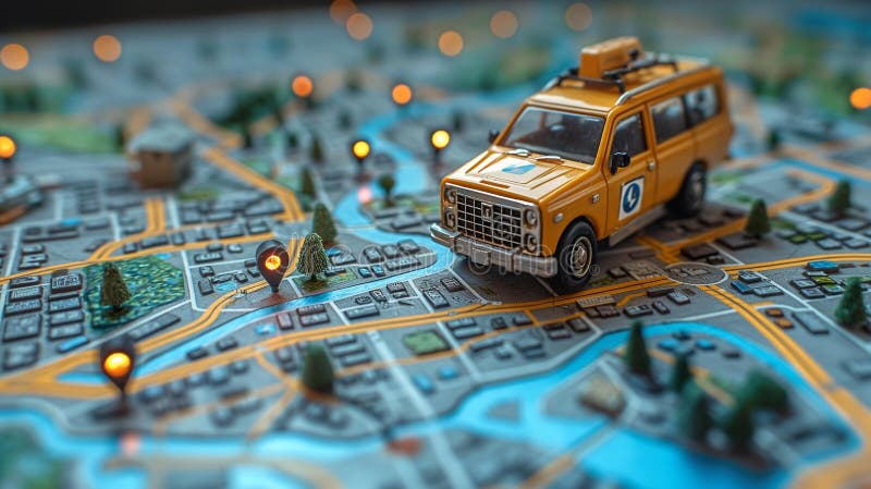 AI Generator Image of Gps Blue Trucks Tracking on Map with Different ...