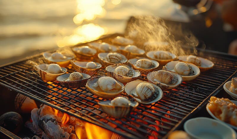 AI Generator Image of Grill Over Charcoal Fire, Cooking Various ...