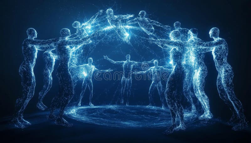 AI Generator Image of Group of Glowing Human-like Complex Effects Stock ...