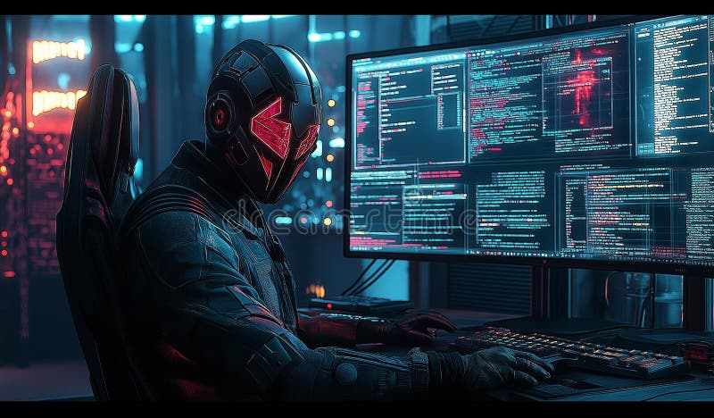AI Generator Image of Hacker,programmer Stock Illustration - Illustration of font, light: 339776960