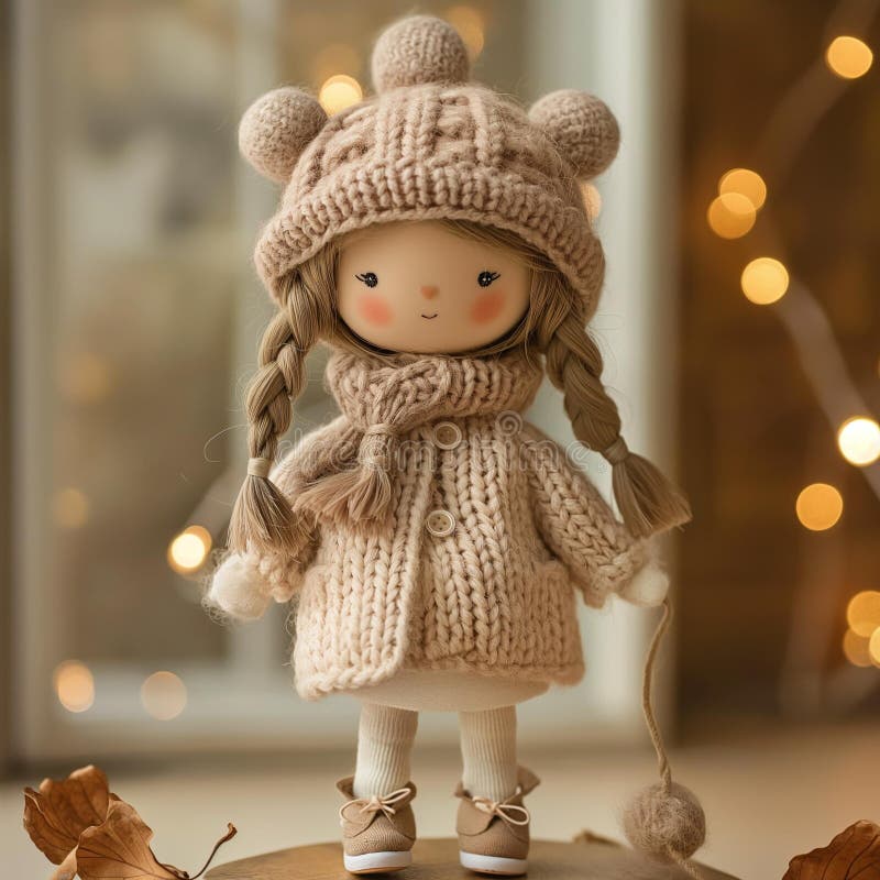 AI Generator Image of Knitted Doll, Very Cute Stock Illustration ...