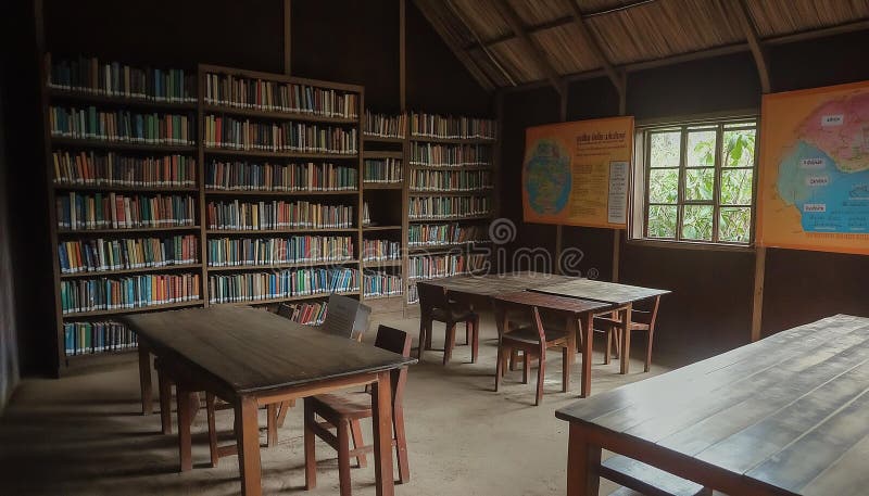 AI Generator Image of Library, Small Library, Conference Desks and ...