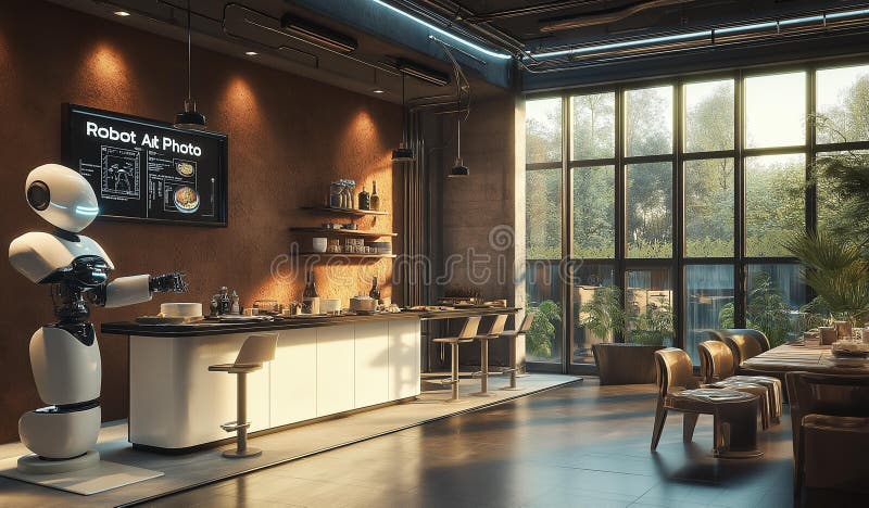 AI Generator Image of Modern Restaurants that Use AI Robot Technology ...