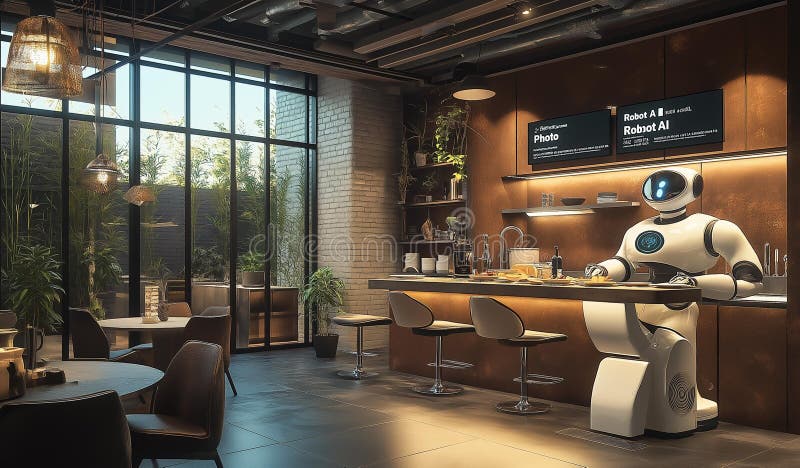 AI Generator Image of Modern Restaurants that Use AI Robot Technology ...