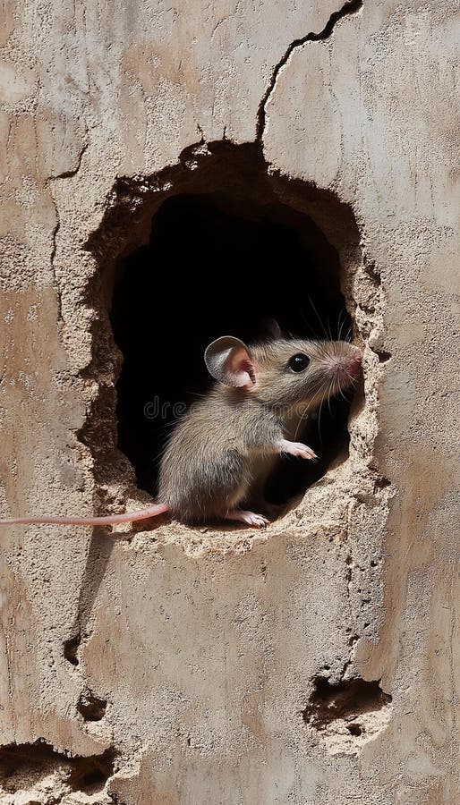 AI Generator Image of Mouse Hole in Wall Stock Illustration ...