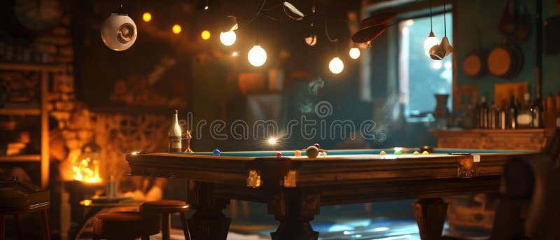 AI Generator Image of Pool Table, Snooker Table Stock Illustration ...