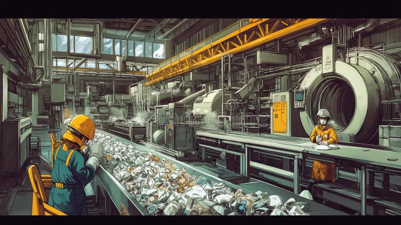 AI Generator Image of Recycling Process in the Factory Stock ...
