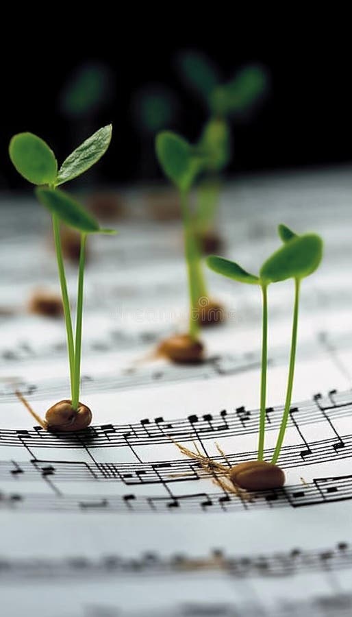 AI Generator Image of Row of Seedlings Sprouts from Notes on an Empty ...