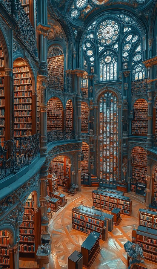 AI Generator Image of Shadow Reflection of Church Library Gothic ...