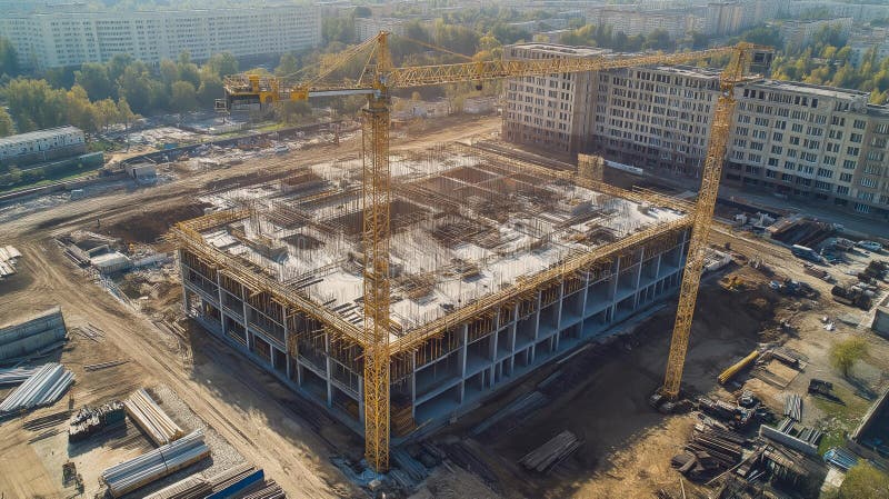 AI Generator Image of Tower Crane on Formworks. Crane and Building ...