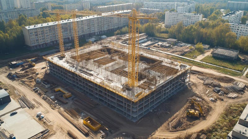 AI Generator Image of Tower Crane on Formworks. Crane and Building ...