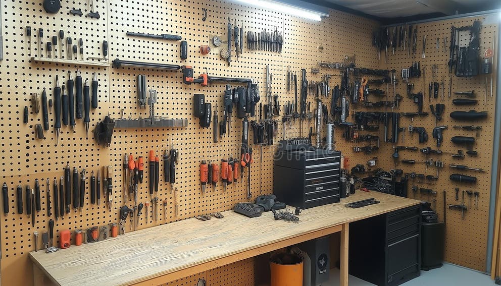 AI Generator Image of Wall of Tools,Well Equipped Rustic Workshop ...