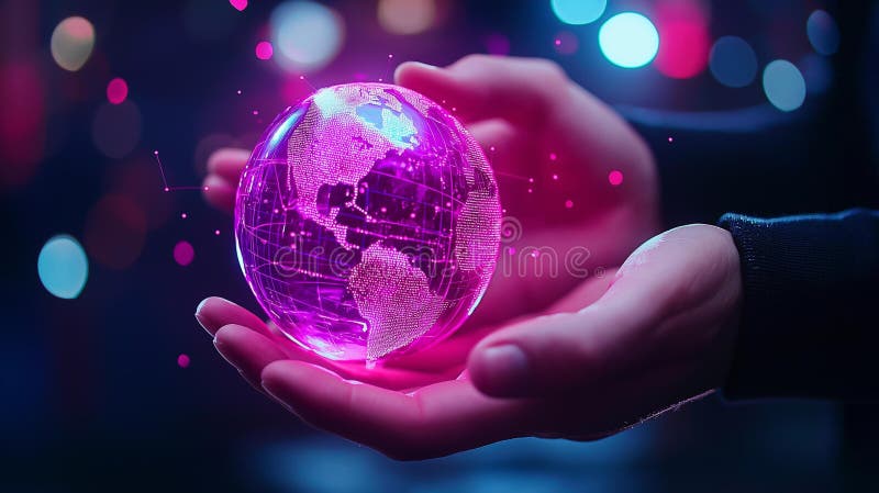 AI Generator Images of Computerized Digitally Linked World Stock ...