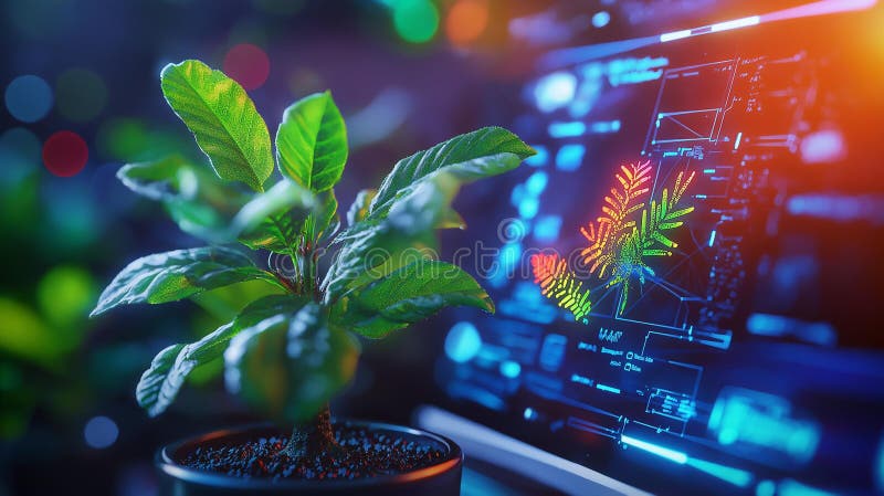 AI Generator Images of Plants with Digital Hologram Effect Stock ...