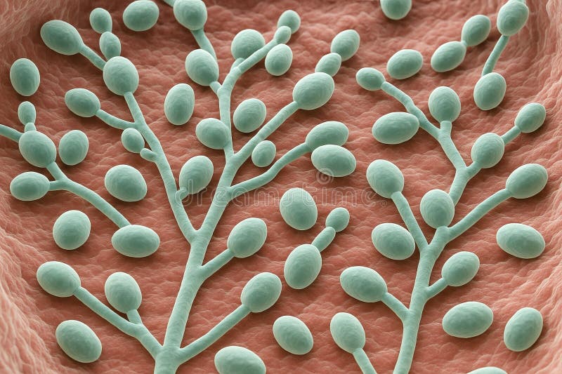 Candida Albicans Fungus Under High Magnification Showing Hyphal Growth ...