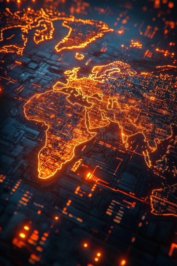AI Global Economic, Close-up View of a Digital Economic World Map ...