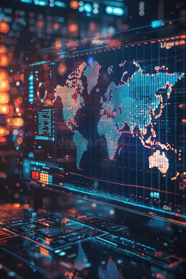 AI Global Economic, a Detailed Digital World Map Emphasizing Economic ...