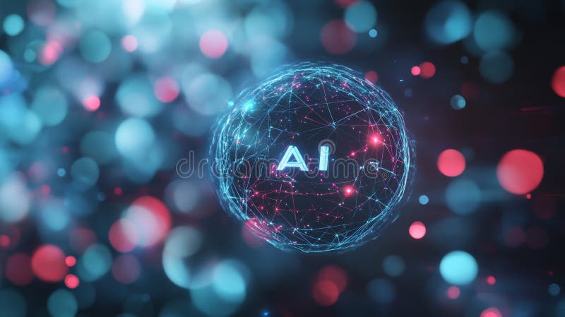 AI Global Network: a Futuristic Vision in Blue Stock Photo - Image of ...