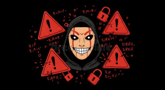 AI Hacker Warning stock illustration. Illustration of incident - 372912433