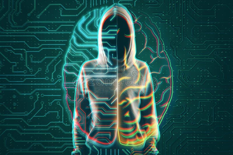 Hacking and ai concept stock illustration. Illustration of attack ...