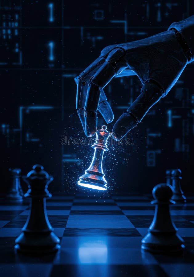 An AI Hand Moves a King on a Chessboard, Representing the Connection ...