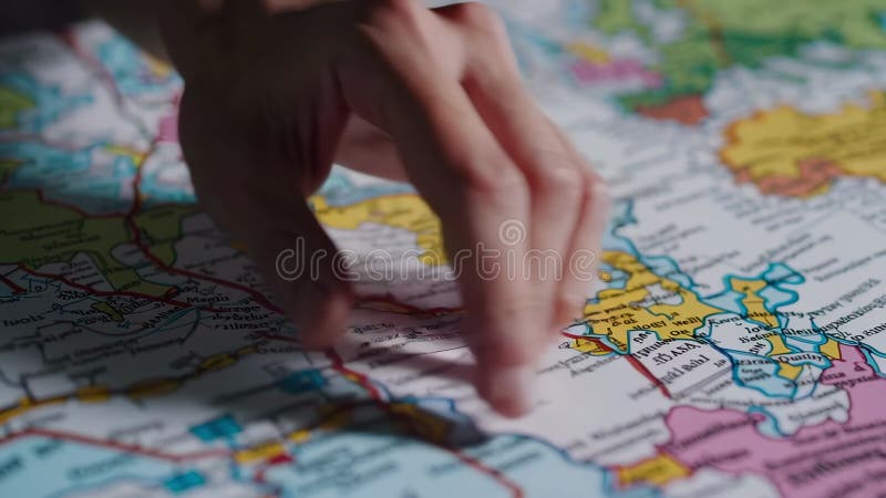 AI Hand tracing map routes stock video. Video of planning - 386701095