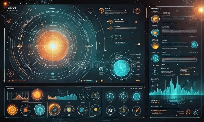 Set Futuristic Interfaces with Various Elements Stock Illustration ...
