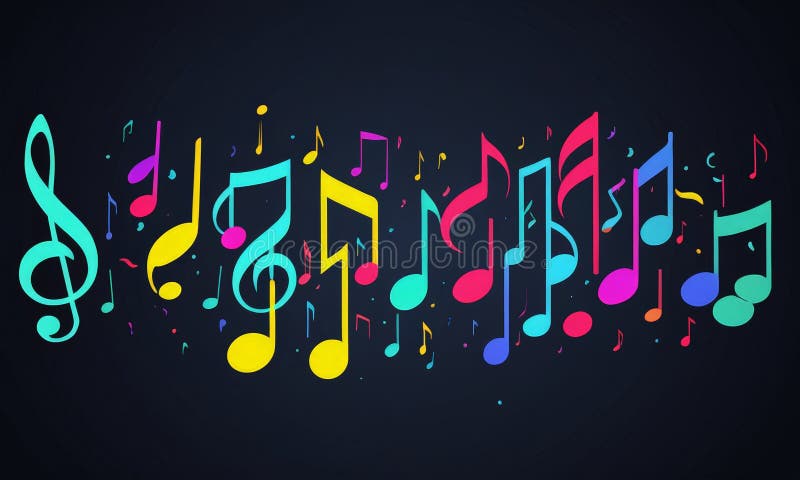 Colorful Music Notes on Black Background Stock Illustration ... Colorful Music Notes on Black Background Stock Illustration ...