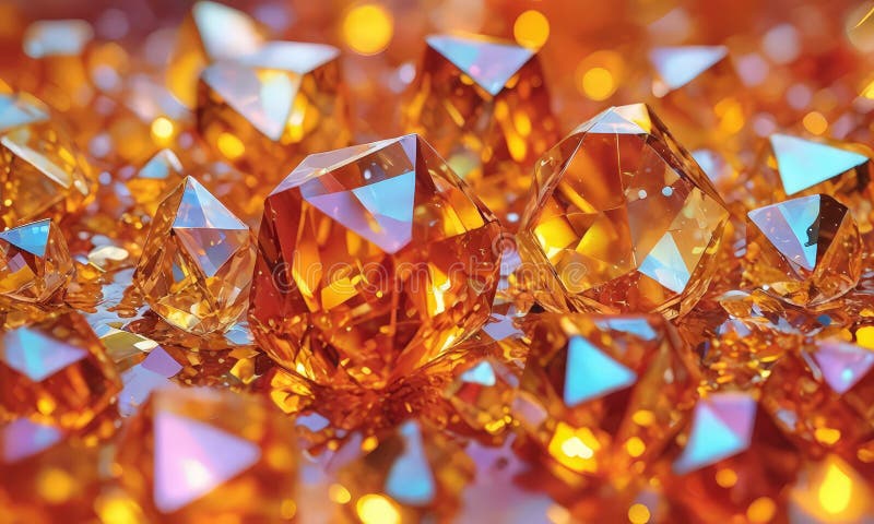 Pile orange diamonds stock illustration. Illustration of gemstone ...