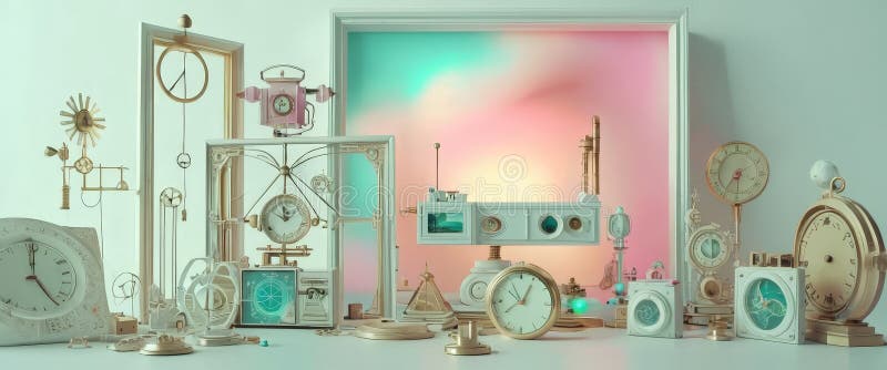 Collection Clocks and on Table Stock Illustration - Illustration of ...