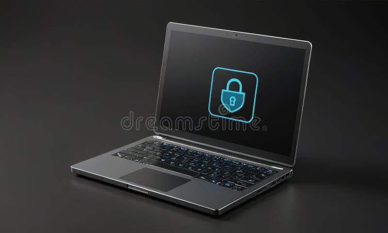 Laptop with Lock on the Screen Stock Illustration - Illustration of ...