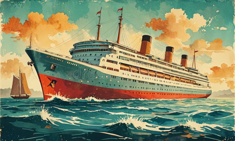 Large ship in the ocean stock illustration. Illustration of nautical ...