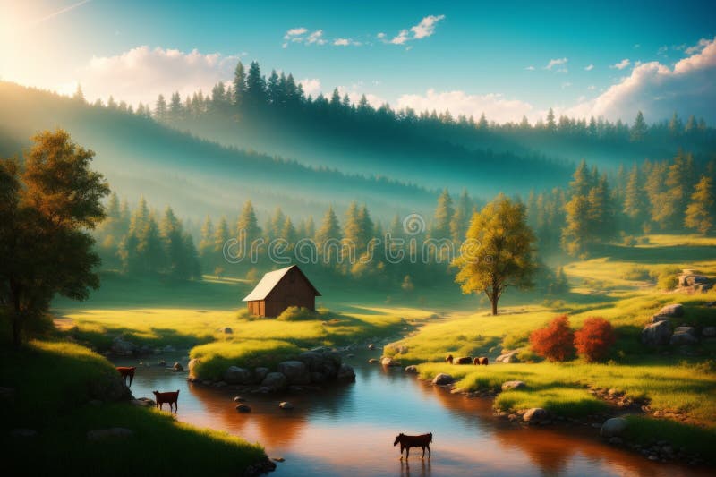 Small pond stock illustration. Illustration of travel - 330520576