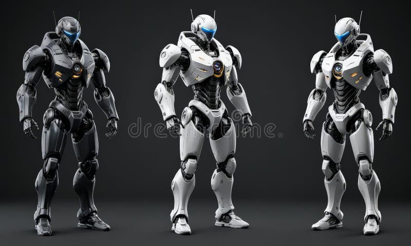 Robot with White Body and Black Legs Stock Illustration - Illustration ...