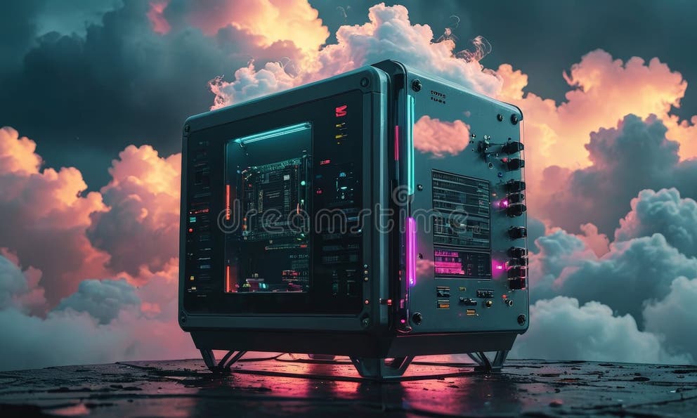 Computer Case Sitting on Top Table Stock Illustration - Illustration of ...