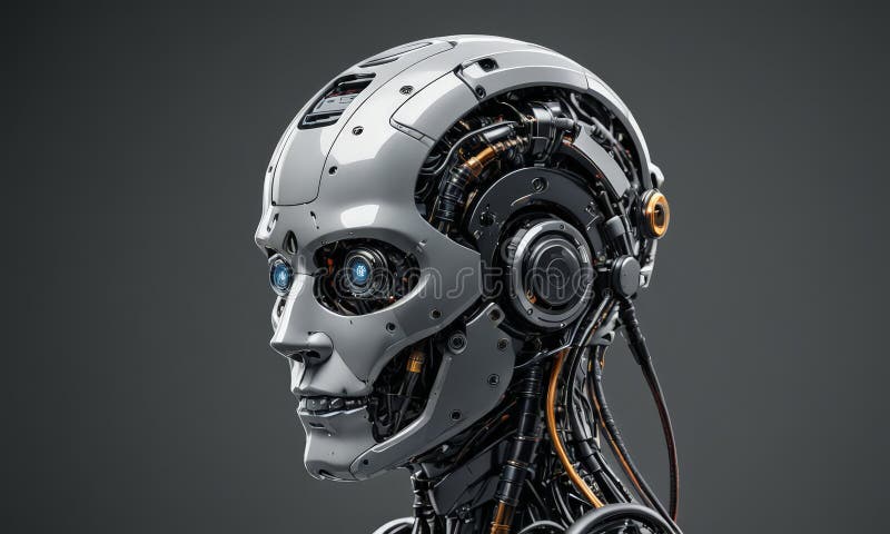 Robot Head with Robotic Face Stock Illustration - Illustration of ...