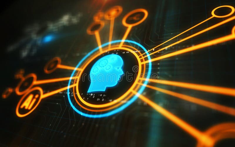 AI Head Artificial Intelligence Symbol Digital Concept 3d Illustration ...