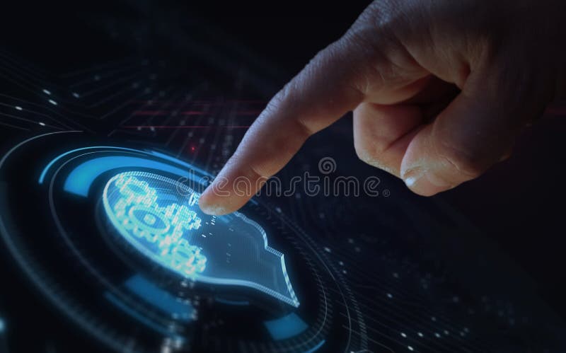 AI Head Artificial Intelligence Symbol Digital 3d Finger Touch Stock ...