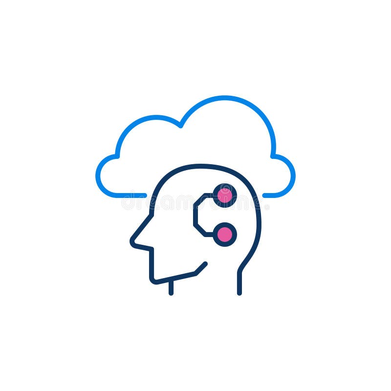 AI Head and Cloud Vector Learning Concept Colored Icon or Symbol Stock ...