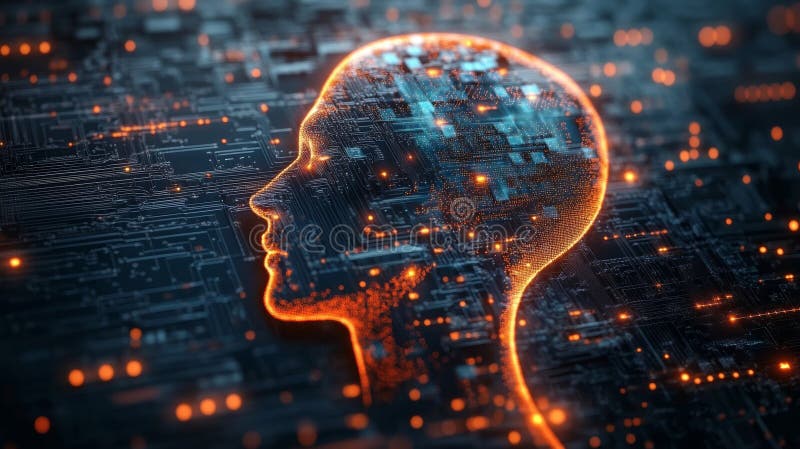 AI Head, Digital Brain, Artificial Intelligence, Futuristic Technology Concept, Machine Learning ...