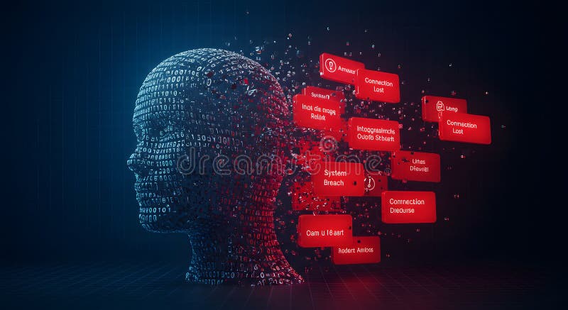 AI Head Disintegrating stock image. Image of digital - 372915689