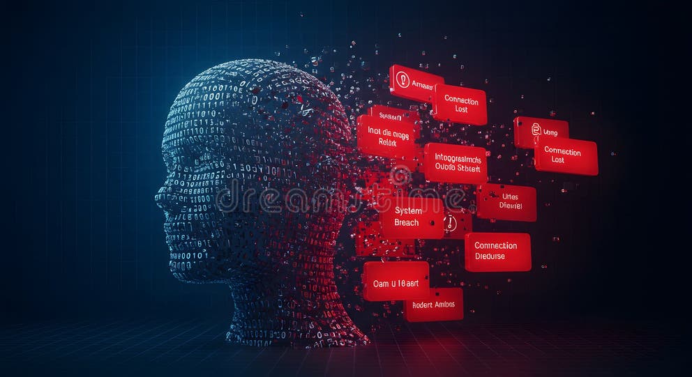AI Head Disintegrating stock image. Image of digital - 372915689